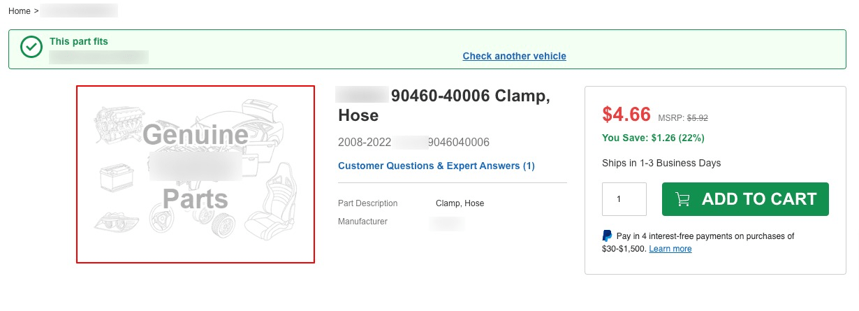 I Need an Image of a Part Found in the Parts Catalog - Lexus Parts Now ...