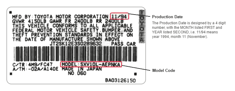 What are Lexus Model Code and Production Date?